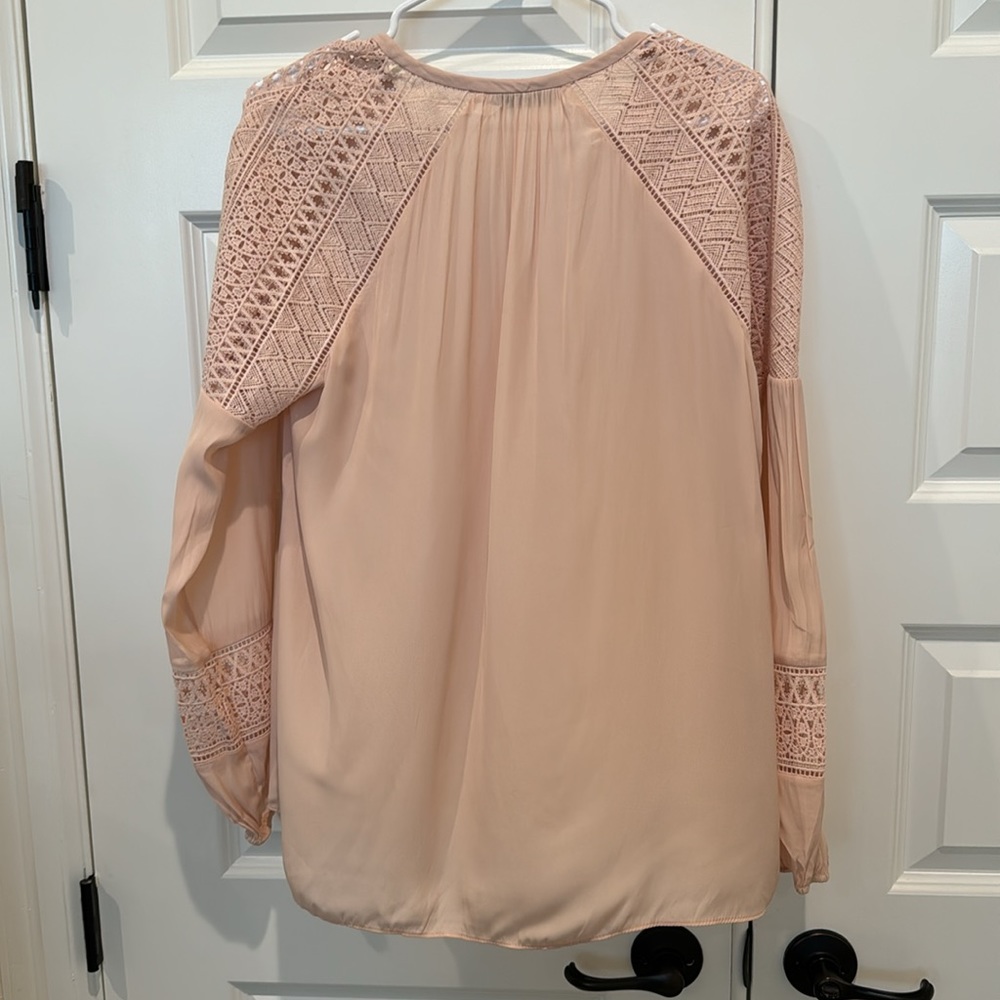 Ramy Brook Winnie Lace Panel Blouse Size Large - Gem